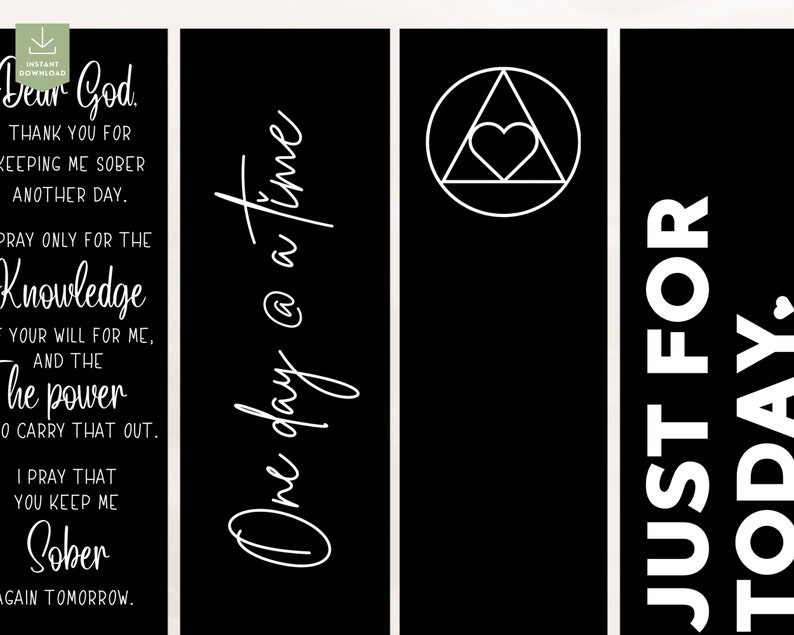 AA Slogan and Serenity Prayer Bookmarks, Printable NA Al Anon Recovery ...