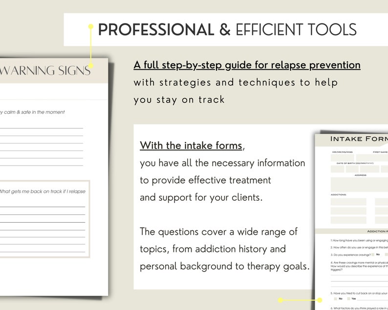 Relapse Prevention Plan Counselor Intake Forms, Addiciton Recovery ...