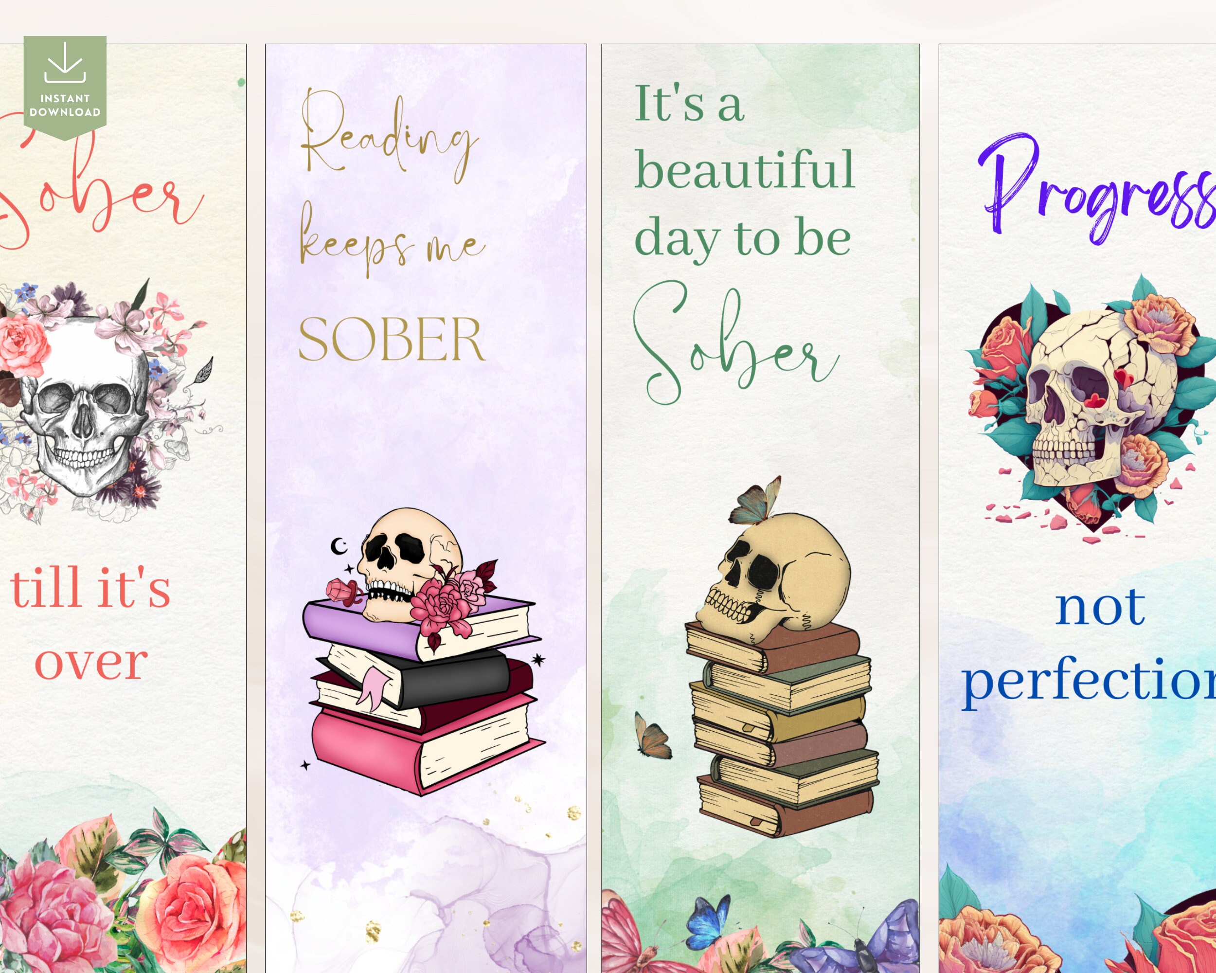Printable Sobriety Bookmark Set, Addiction Recovery Quotes, Unique Book ...