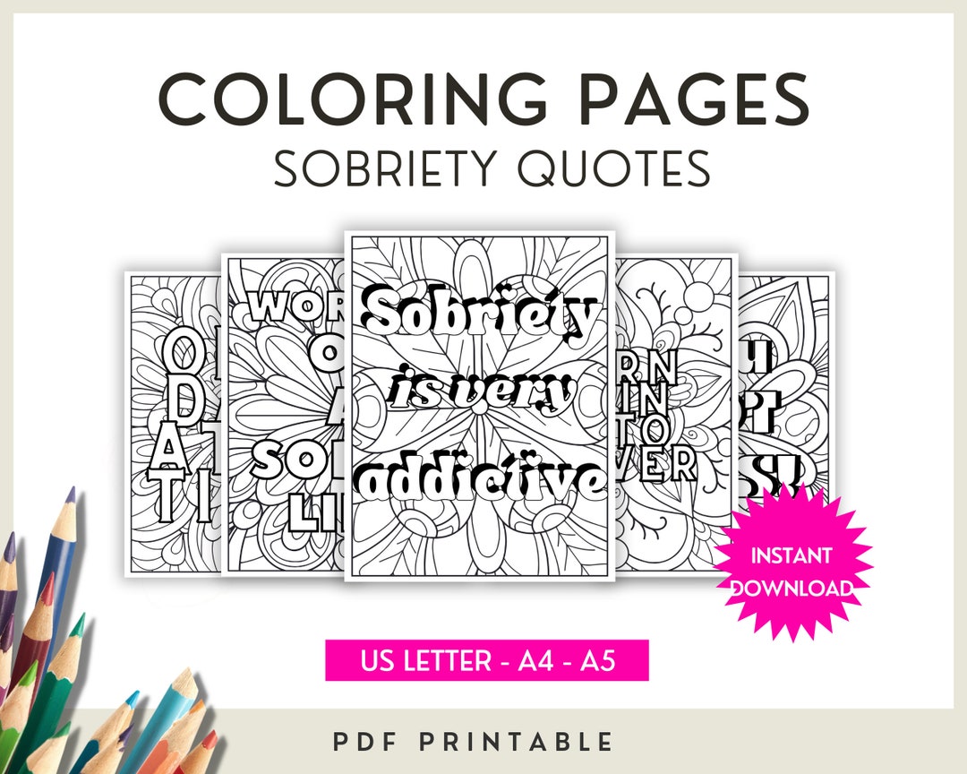 Sobriety Quotes Coloring Pages for Adults & Teens Stress - Etsy UK