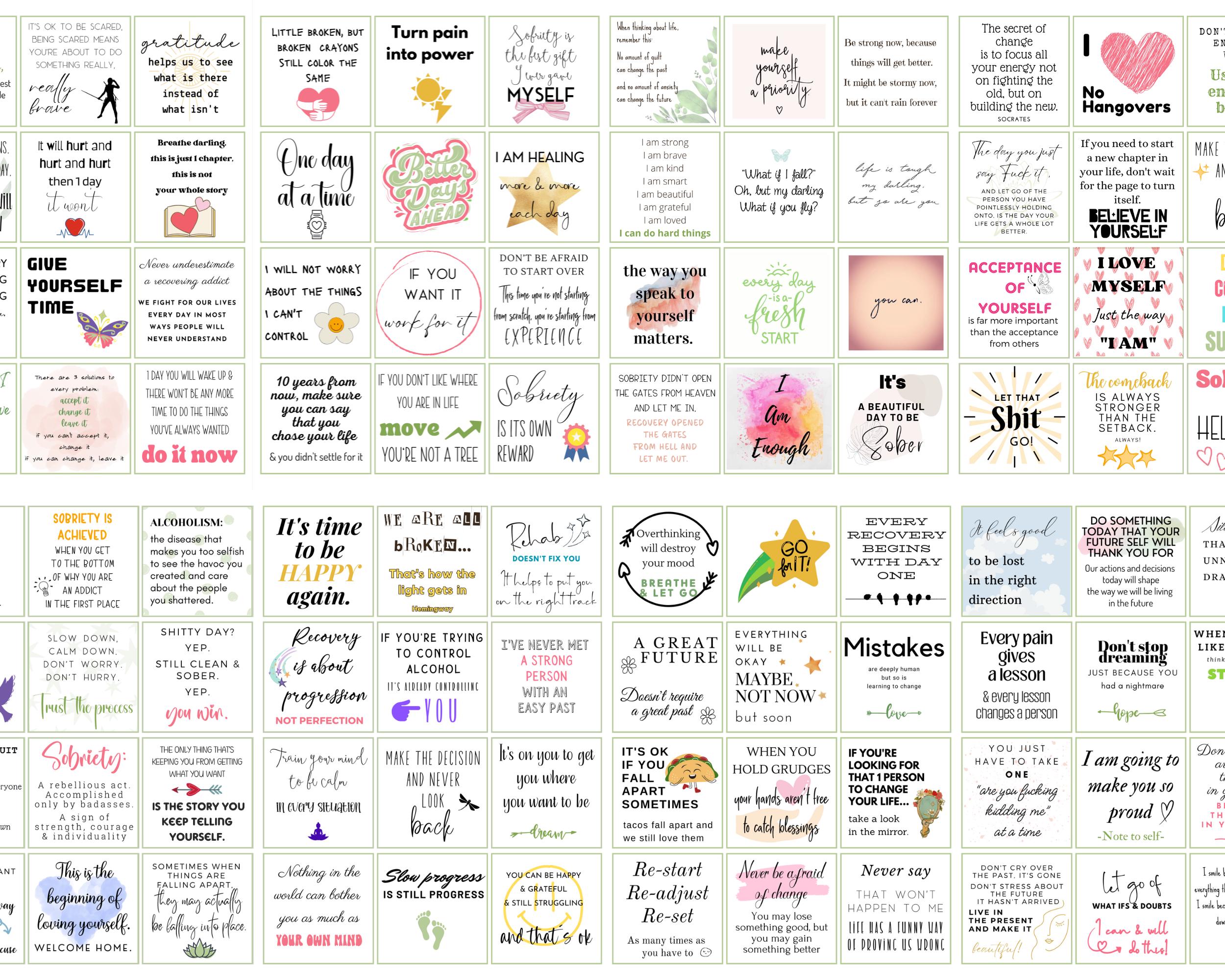 Sobriety Quotes Cards, Fun Sober Cards for Daily Motivation, Positive ...