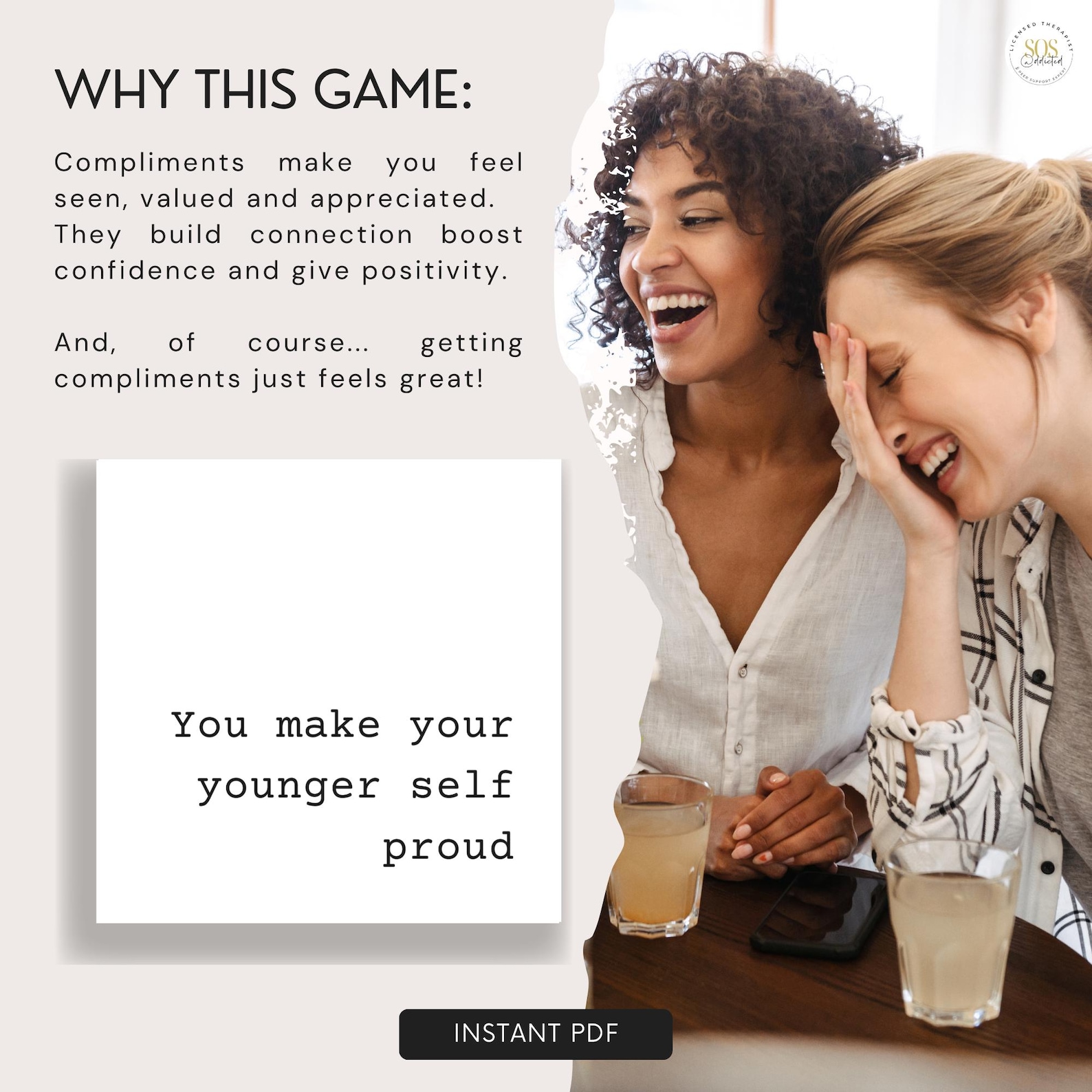 DIGITAL Compliment Cards, Group Therapy Activity Game, Counselor Tool ...