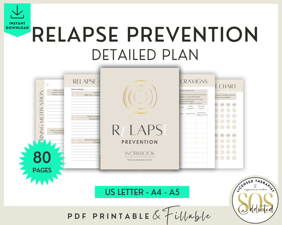 Relapse Prevention Plan Worksheets, Addiction Recovery Counselor Forms ...