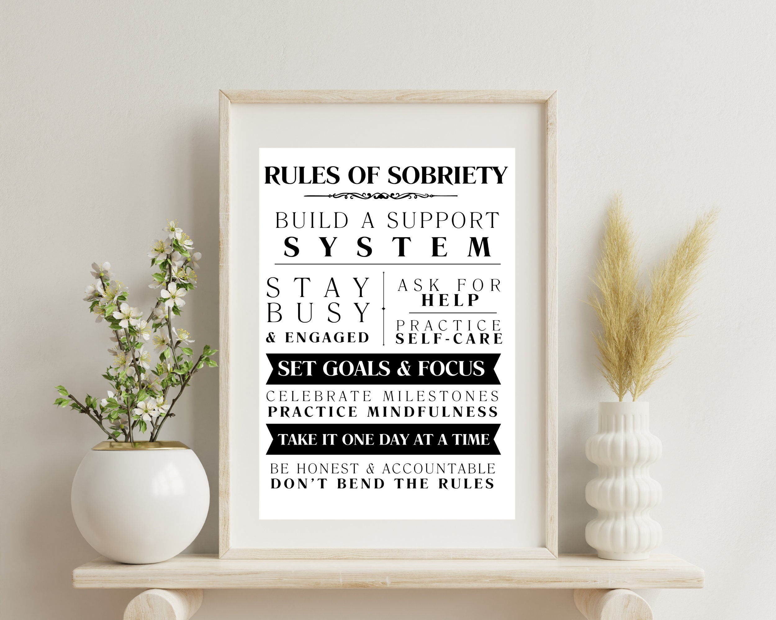 Rules of Sobriety Printable Poster, Motivational Addiction Recovery ...