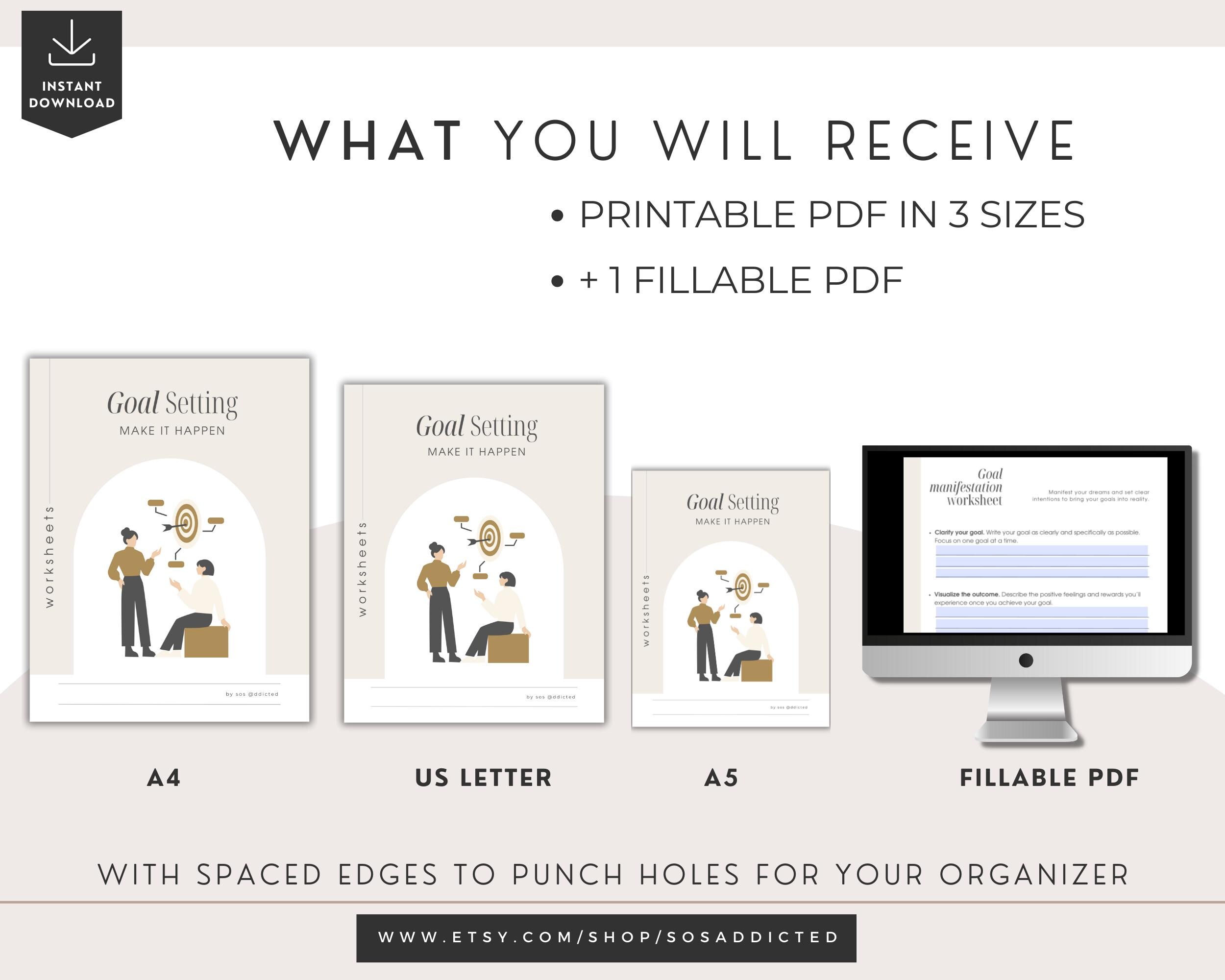 Goal Setting Sheets, Printable SMART Template, Therapy Worksheets ...