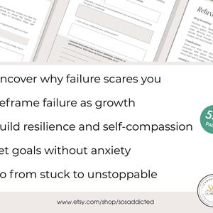 Fear of Failure Workbook, Printable Self Help Resource, Overcome ...
