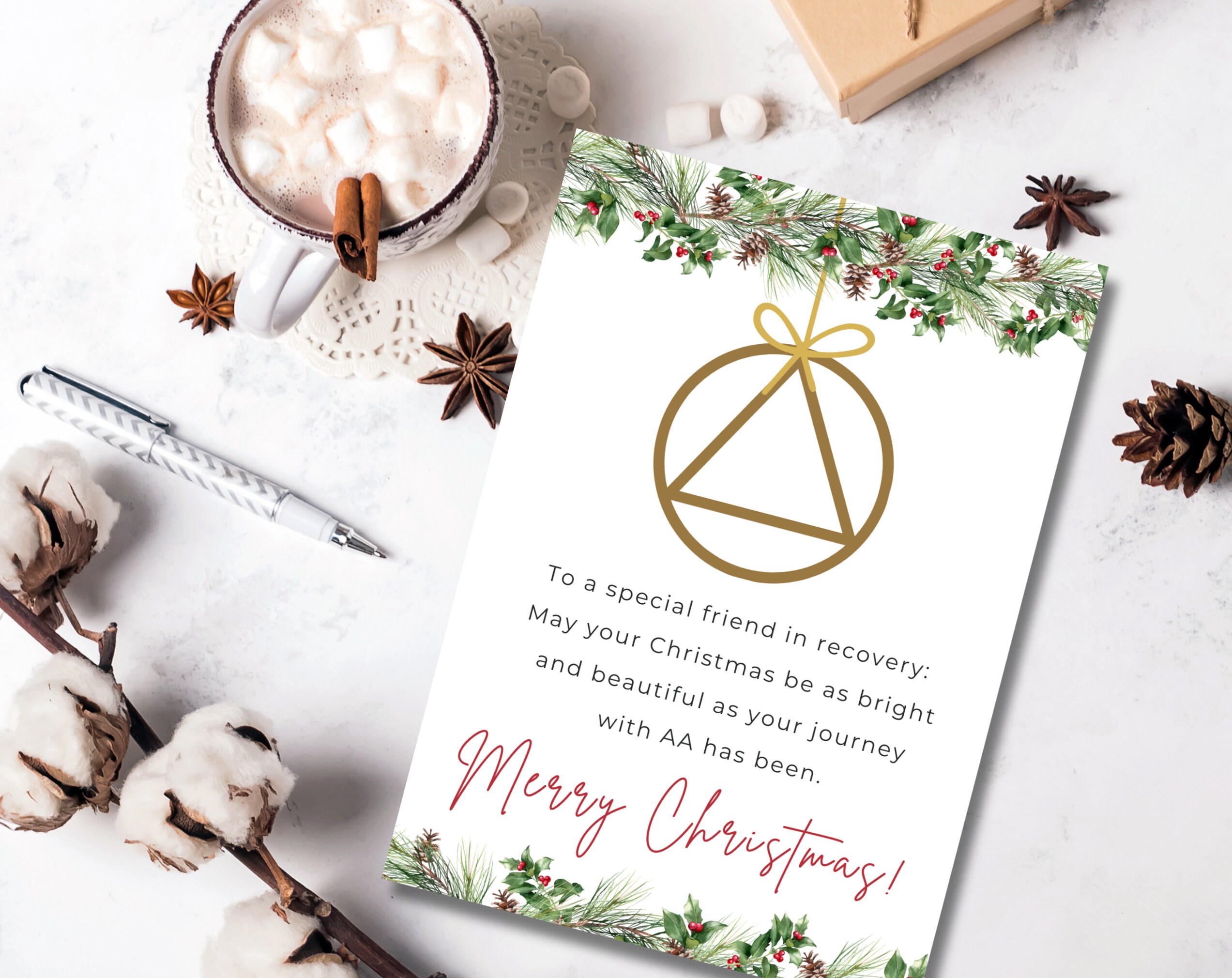 AA Sobriety Christmas Card: Digital NA Recovery Gift (printable PDF) - Etsy