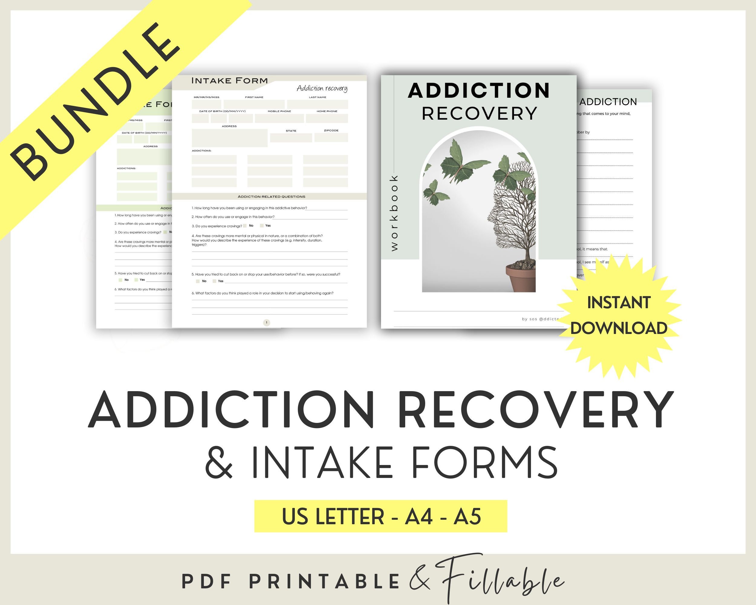 Addiction Recovery Workbook and Intake Form for Substance Use Treatment ...