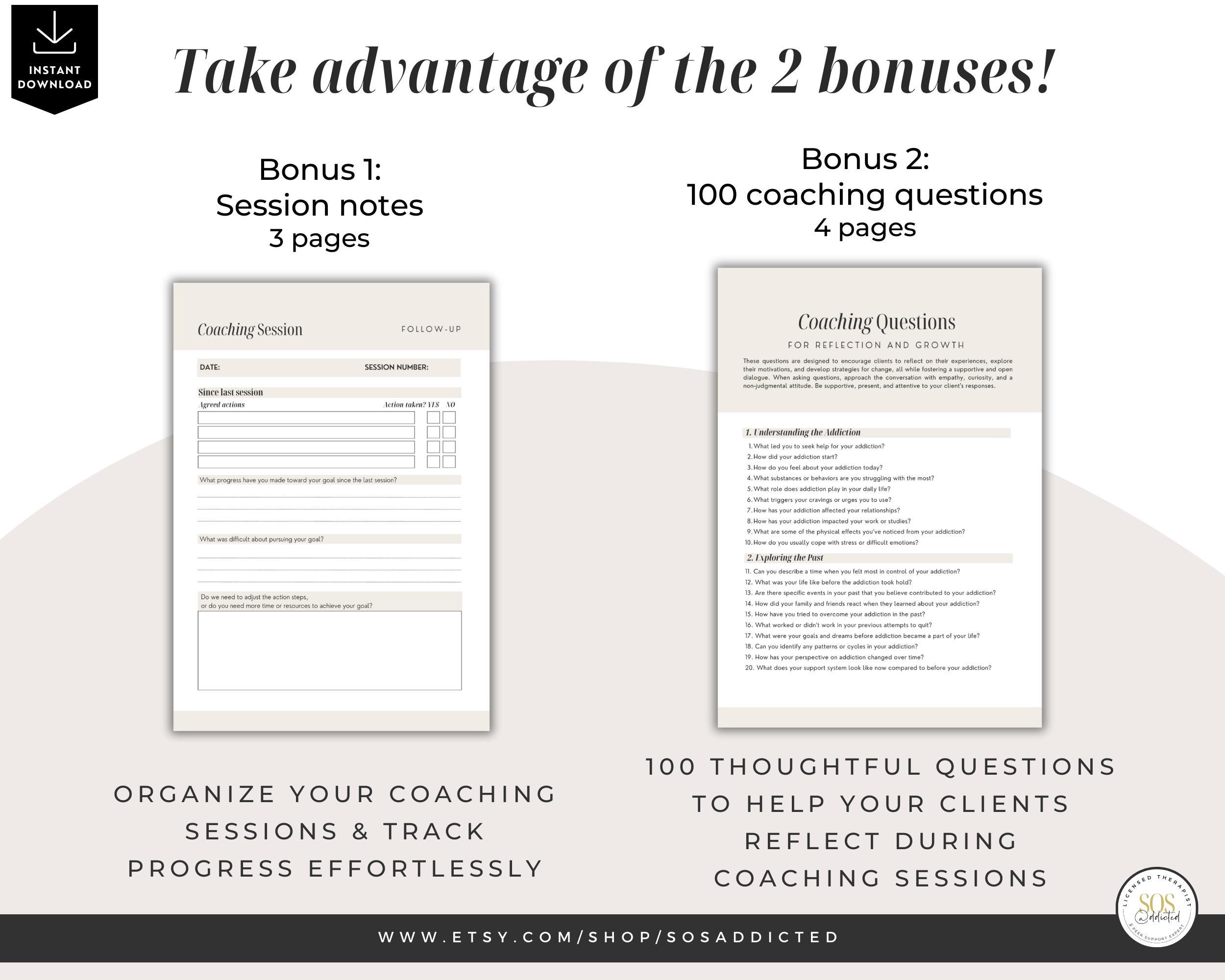 Intake Forms and Addiction Recovery Workbook, Professional Session ...