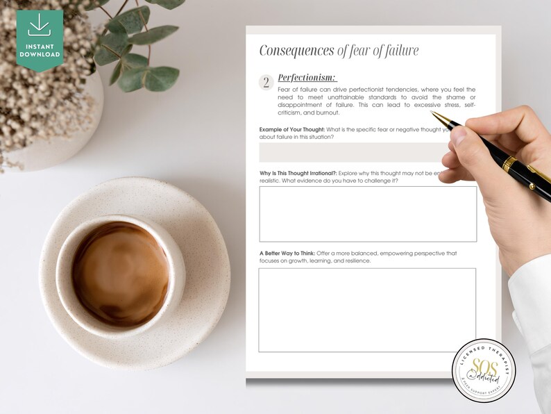 Fear of Failure Workbook, Printable Self Help Resource, Overcome ...