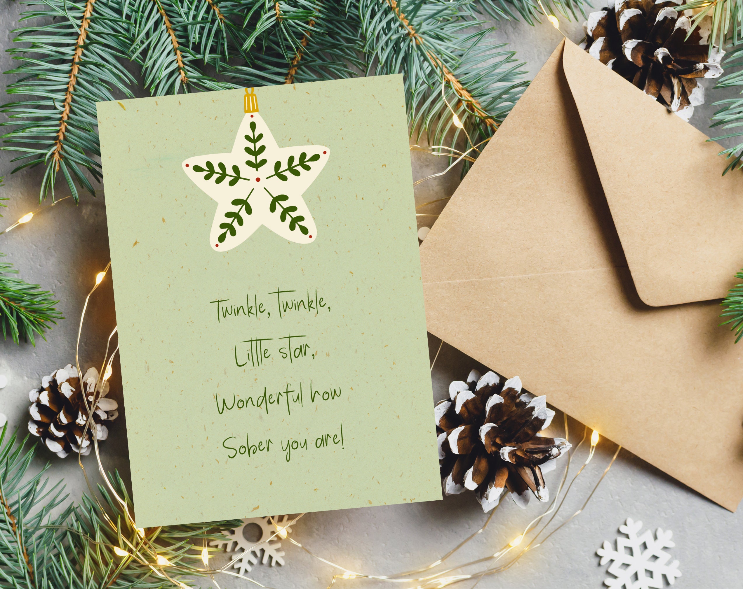 Sobriety Christmas Card, Digital and Printable PDF Template, 5x7 ...