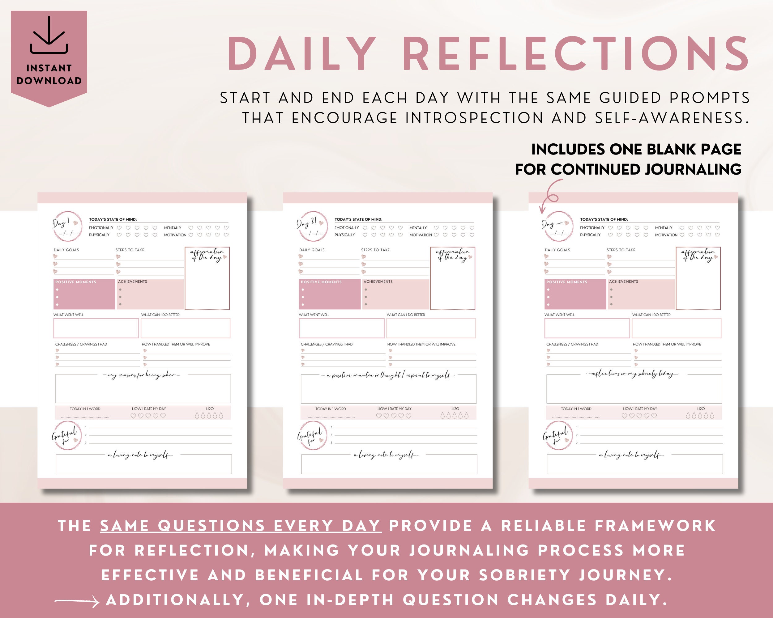 30 Day Sobriety Journal, Guided Daily Weekly Monthly Reflections ...