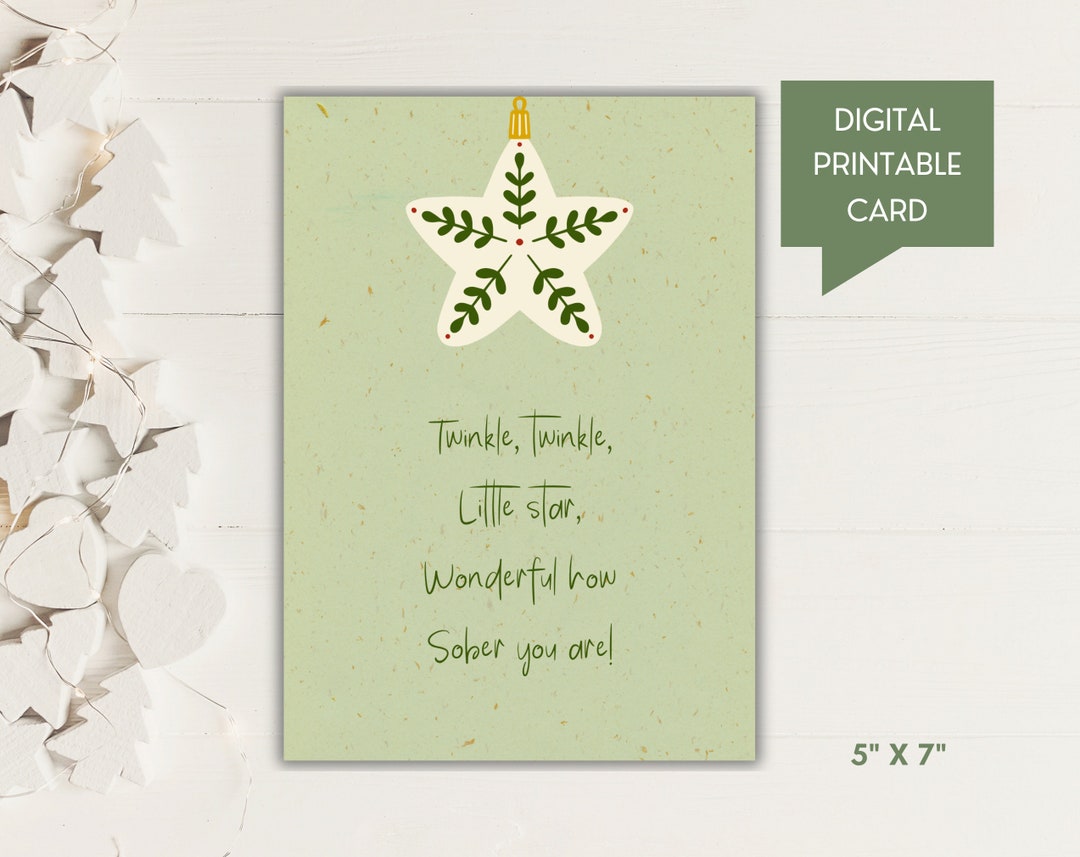 Sobriety Christmas Card, Digital and Printable PDF Template, 5x7 ...