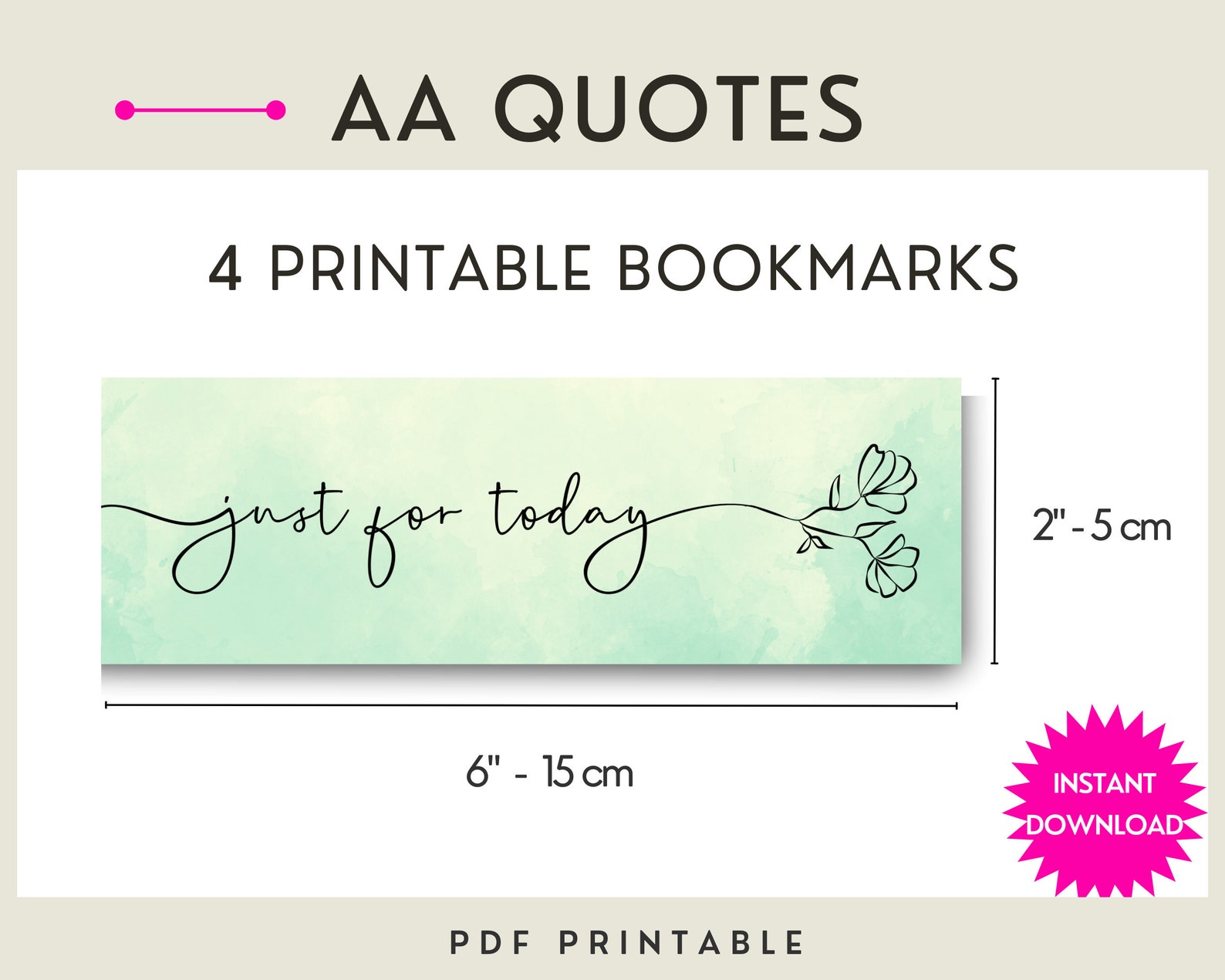 Bookmarks Set One Day at A Time, AA Quotes and Sayings, Printable PDF ...
