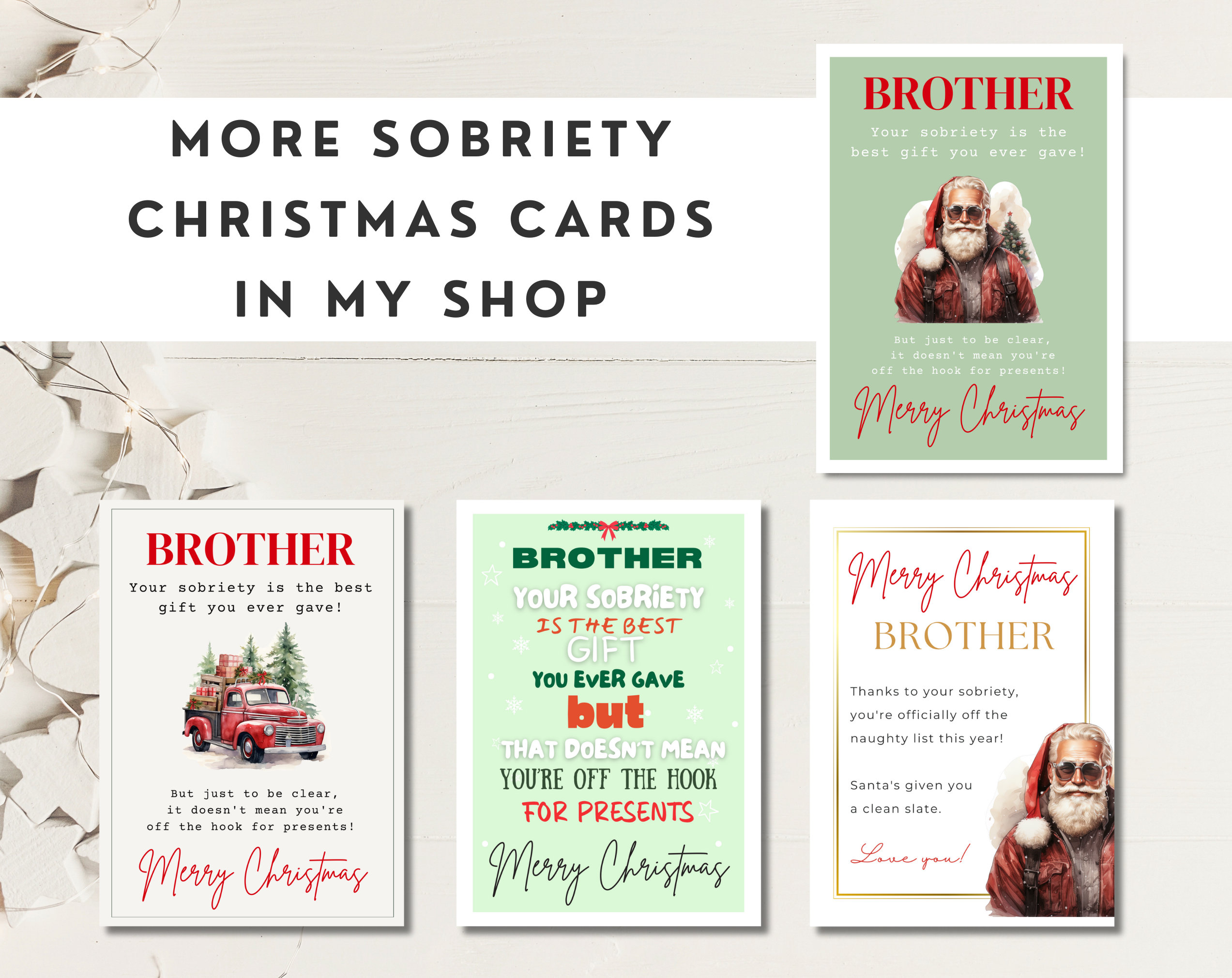 Funny Sobriety Christmas Card for Brother: AA Recovery Gift (digital ...