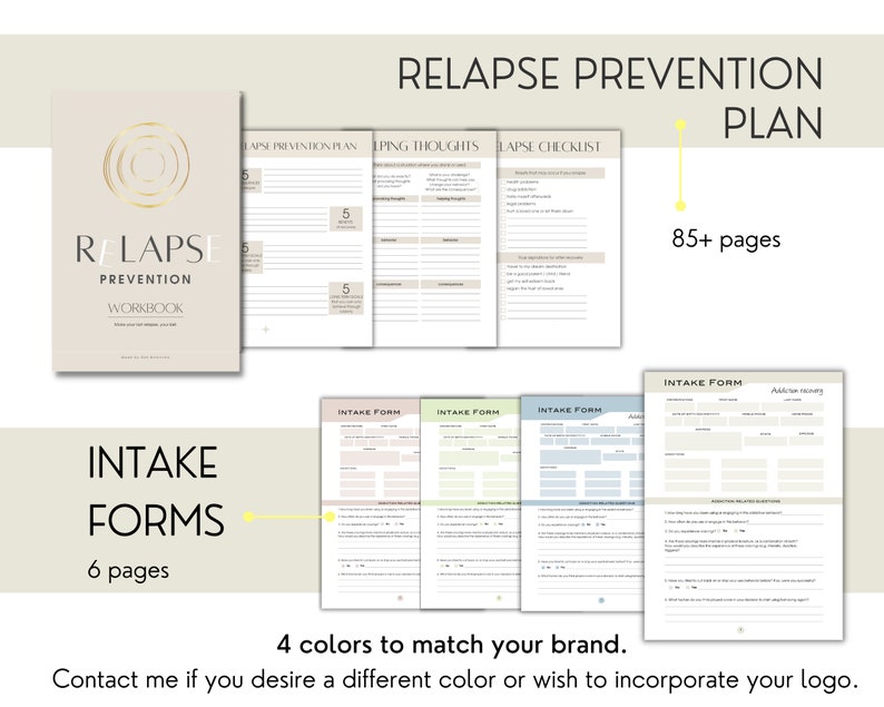 Relapse Prevention Plan Counselor Intake Forms, Addiciton Recovery ...