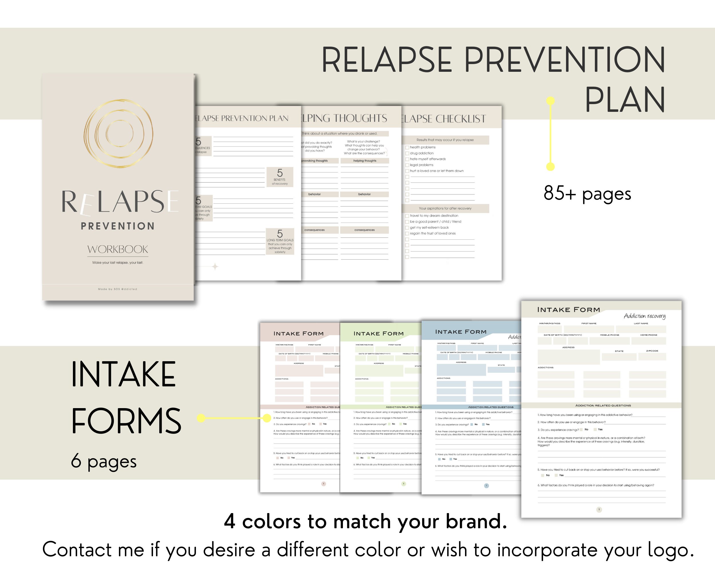 Relapse Prevention Plan Counselor Intake Forms, Addiciton Recovery ...