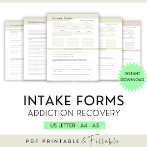 Addiction Recovery Counselor Intake Form, Addiction Screening, Fillable ...