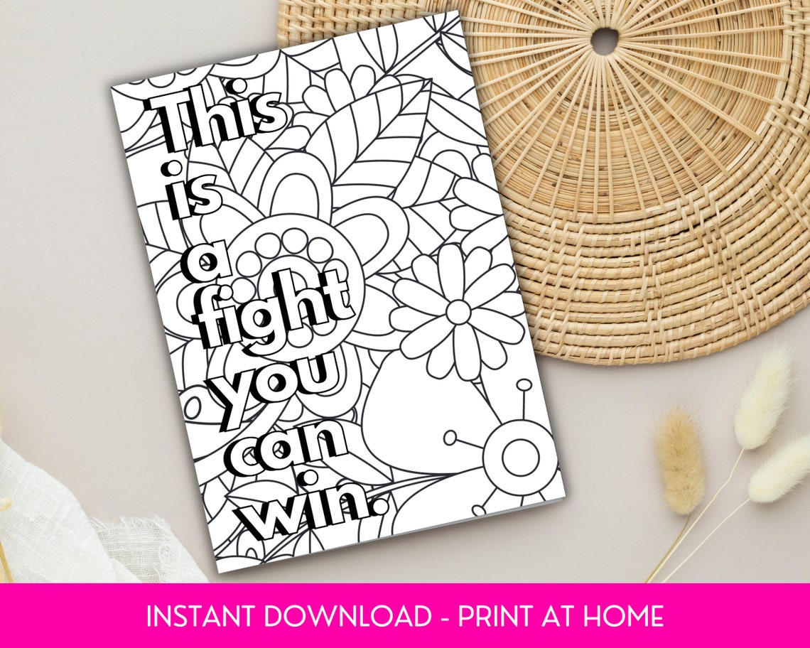 Printable Recovery Card, Coloring Card, 5x7 Floral Card, Awareness Gift ...