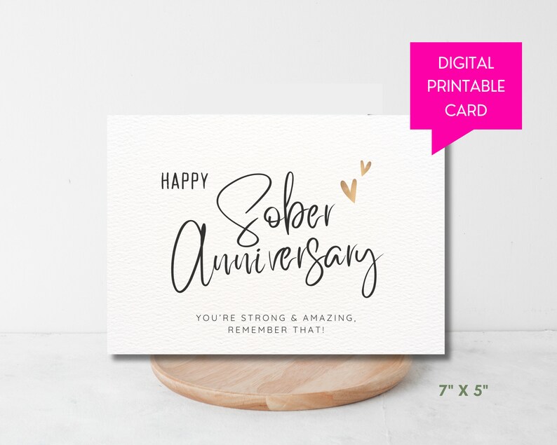 Happy Sober Anniversary Card, Sobriety Birthday, Instant Download ...