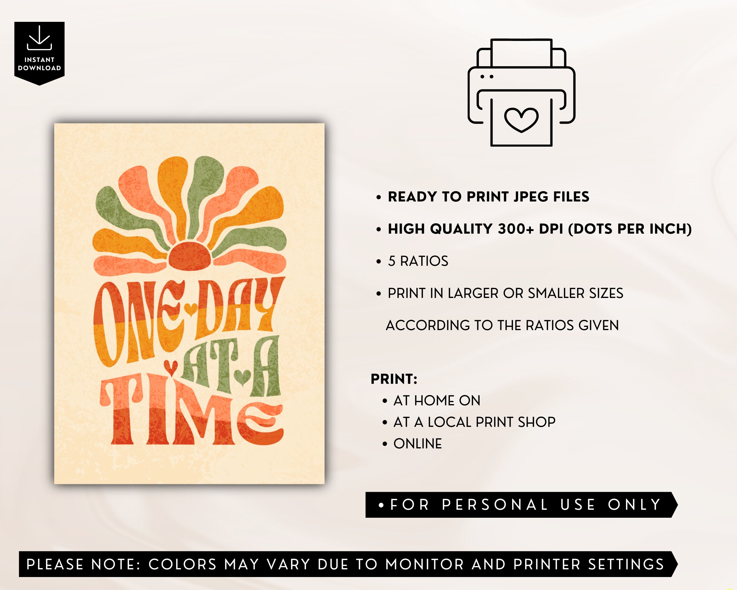 One Day at A Time Printable Poster, Motivational Addiction Recovery ...