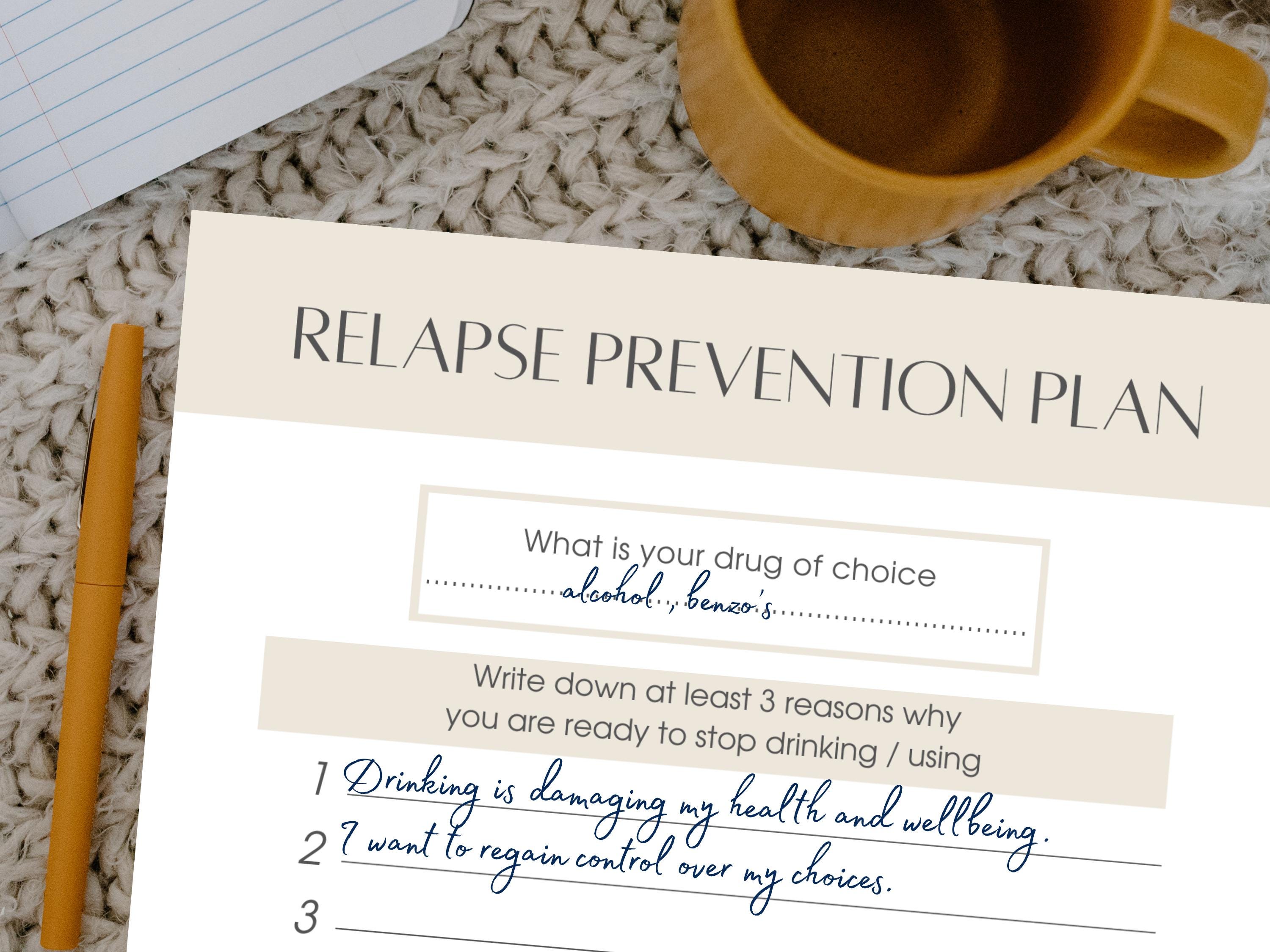 Relapse Prevention Worksheets - Printable Addiction Recovery Workbook ...