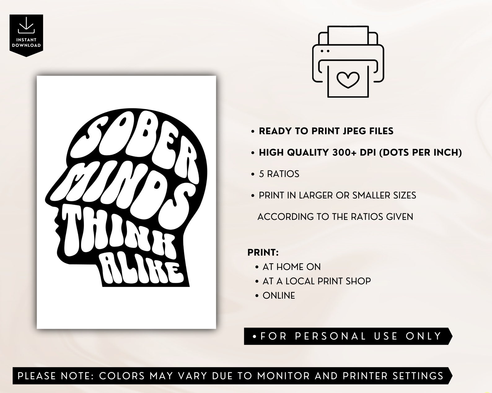 Motivational Sobriety Poster, Inspirational Recovery Digital Wall Art ...