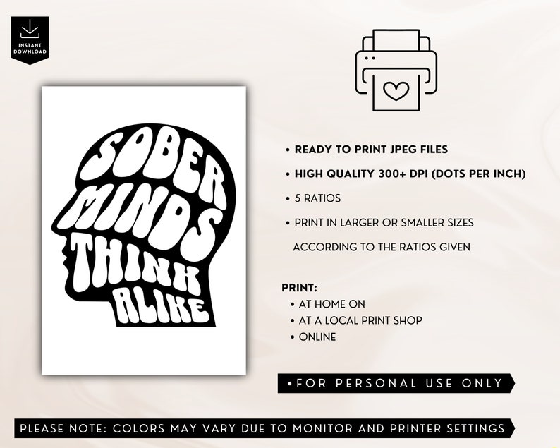 Motivational Sobriety Poster, Inspirational Recovery Digital Wall Art ...