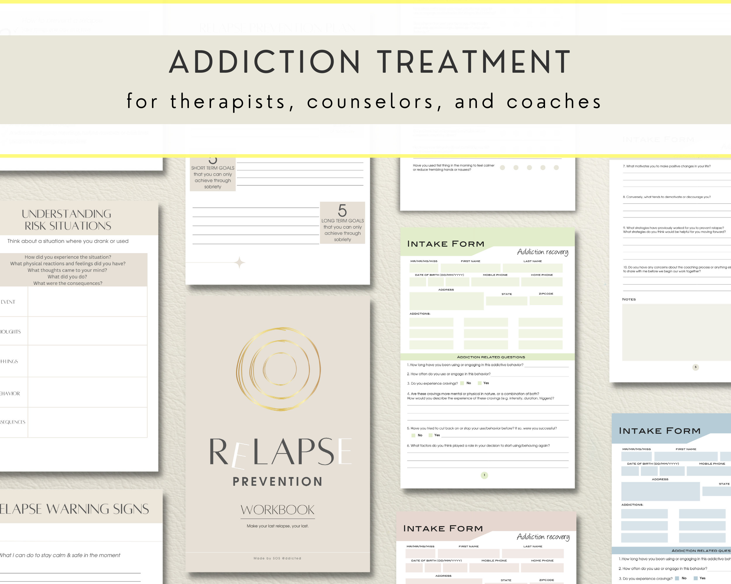 Relapse Prevention Plan Counselor Intake Forms, Addiciton Recovery ...