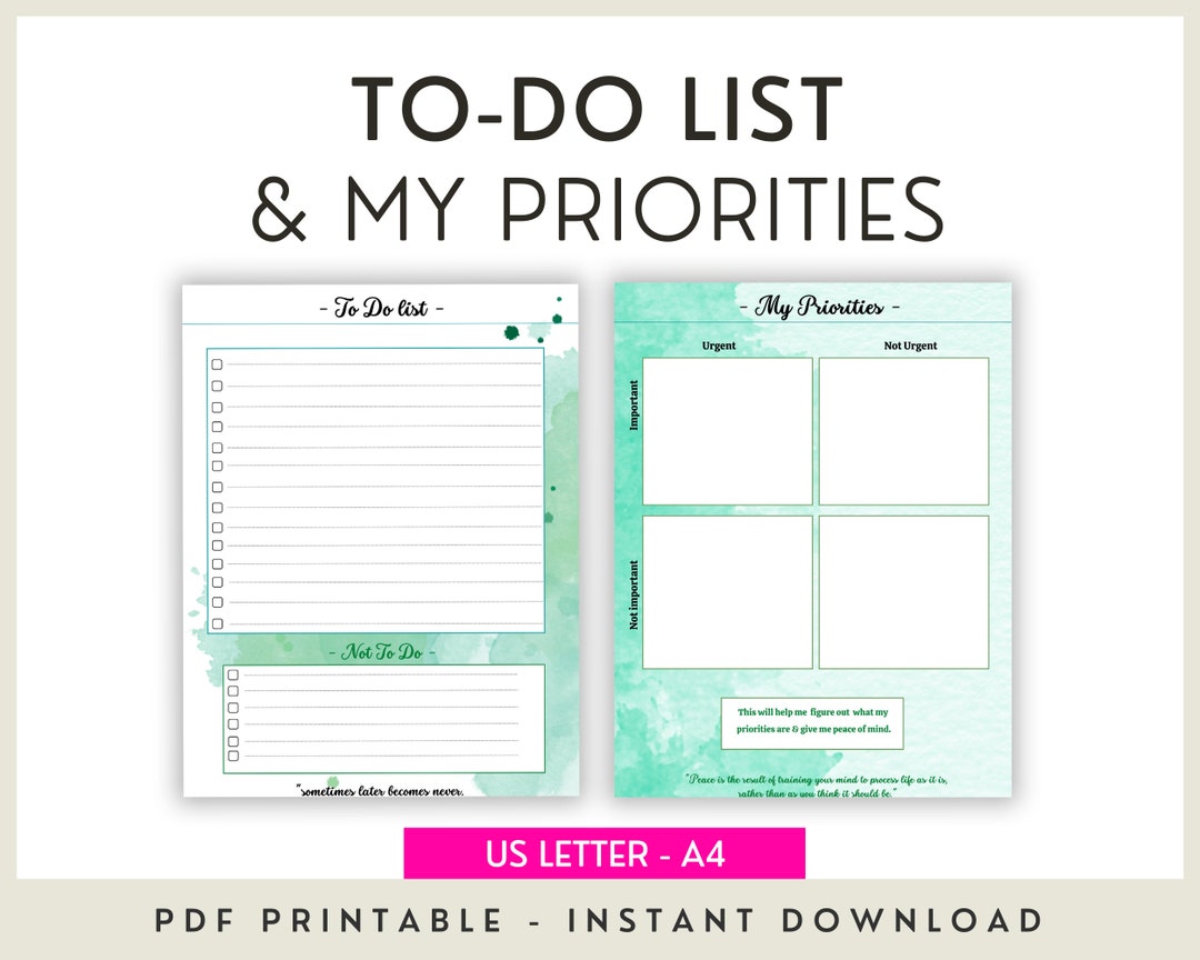 Watercolor Abstract to Do List, My Priorities Check List, Simple Tasks ...