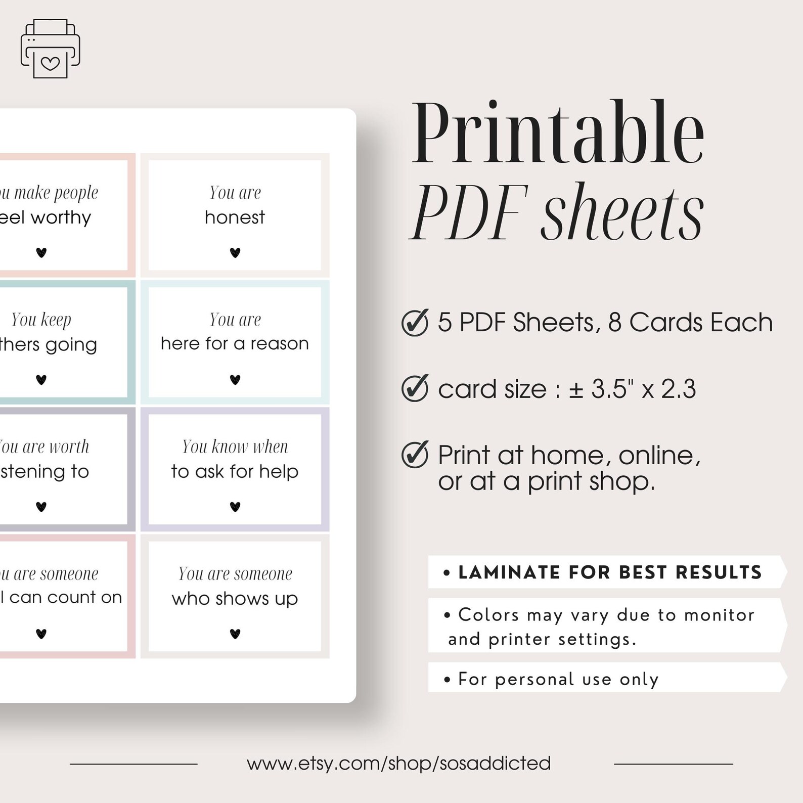 Compliment Game Cards, Printable PDF Template PNG, Group Therapy ...