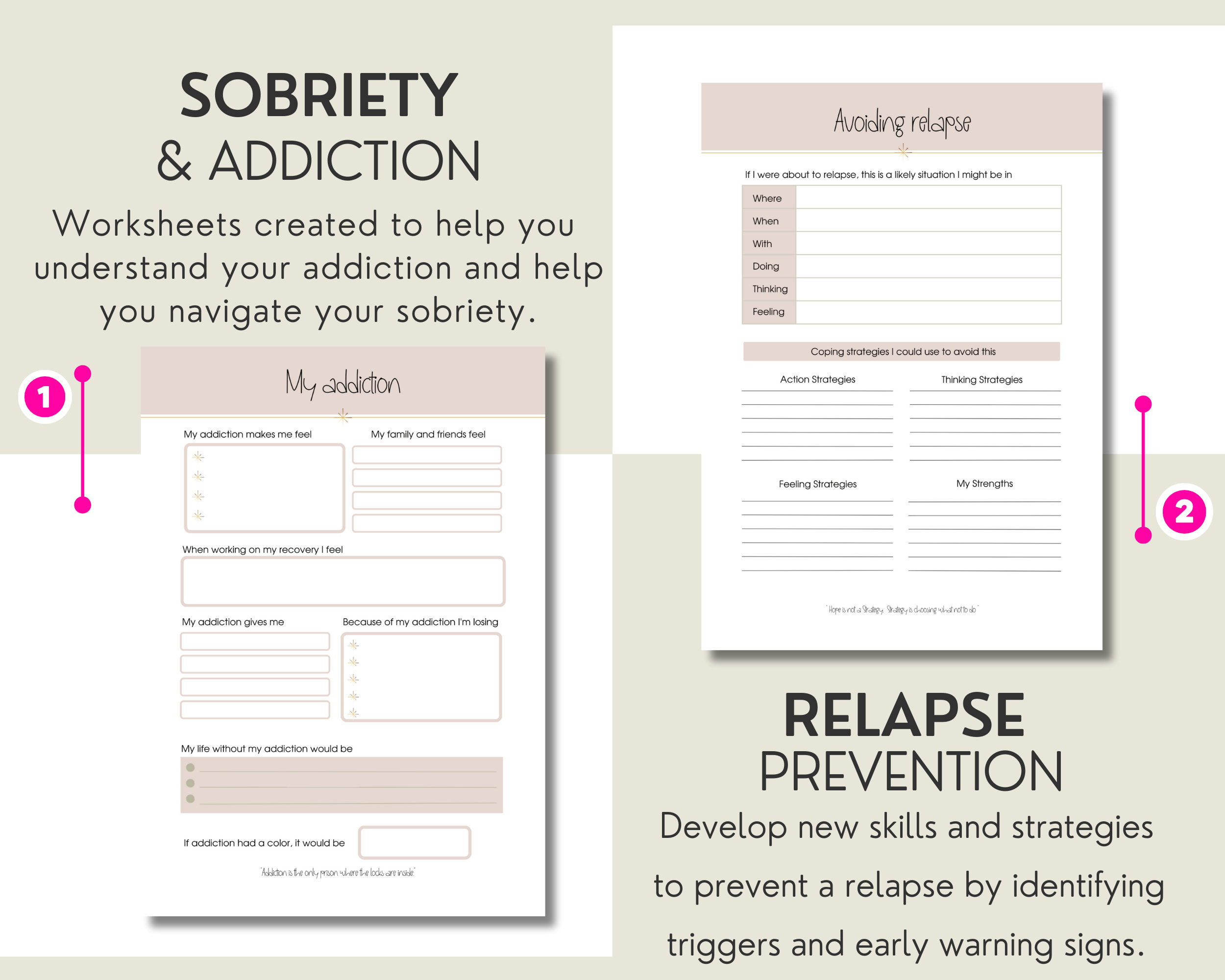 Sobriety Journal Addiction Recovery Therapy Worksheets Individual