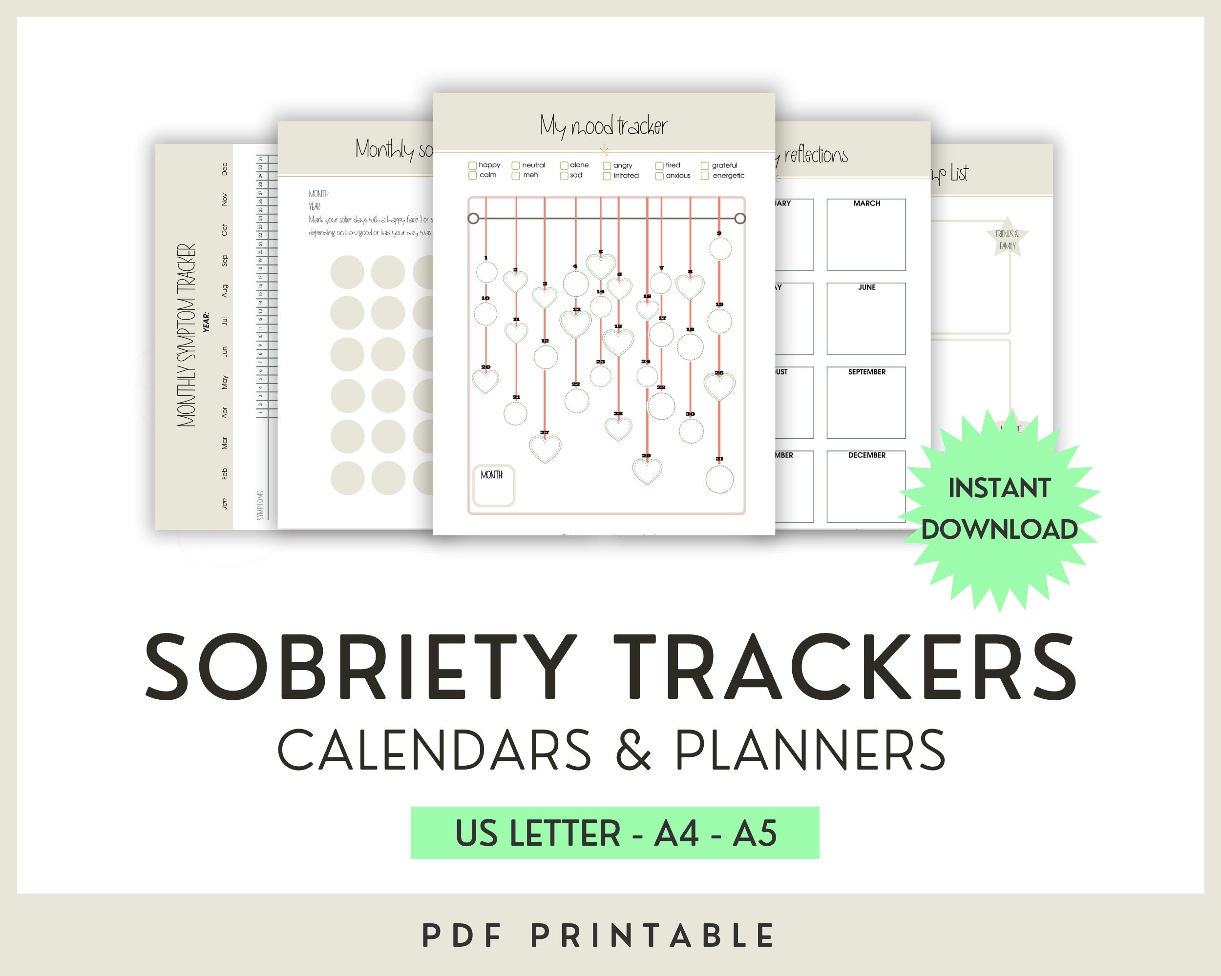 Sobriety Trackers, Planners and Calendars for Daily Motivation ...
