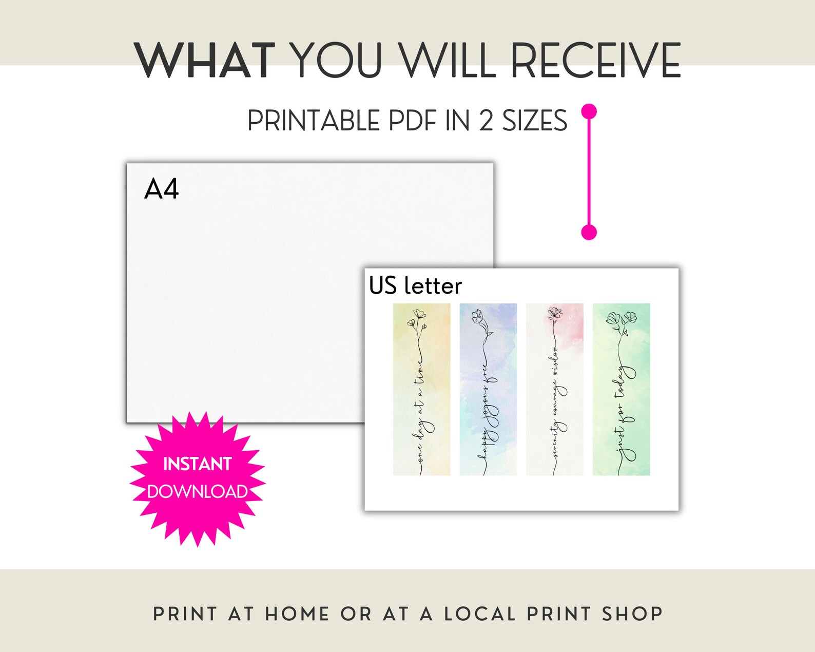 Bookmarks Set One Day at A Time, AA Quotes and Sayings, Printable PDF ...