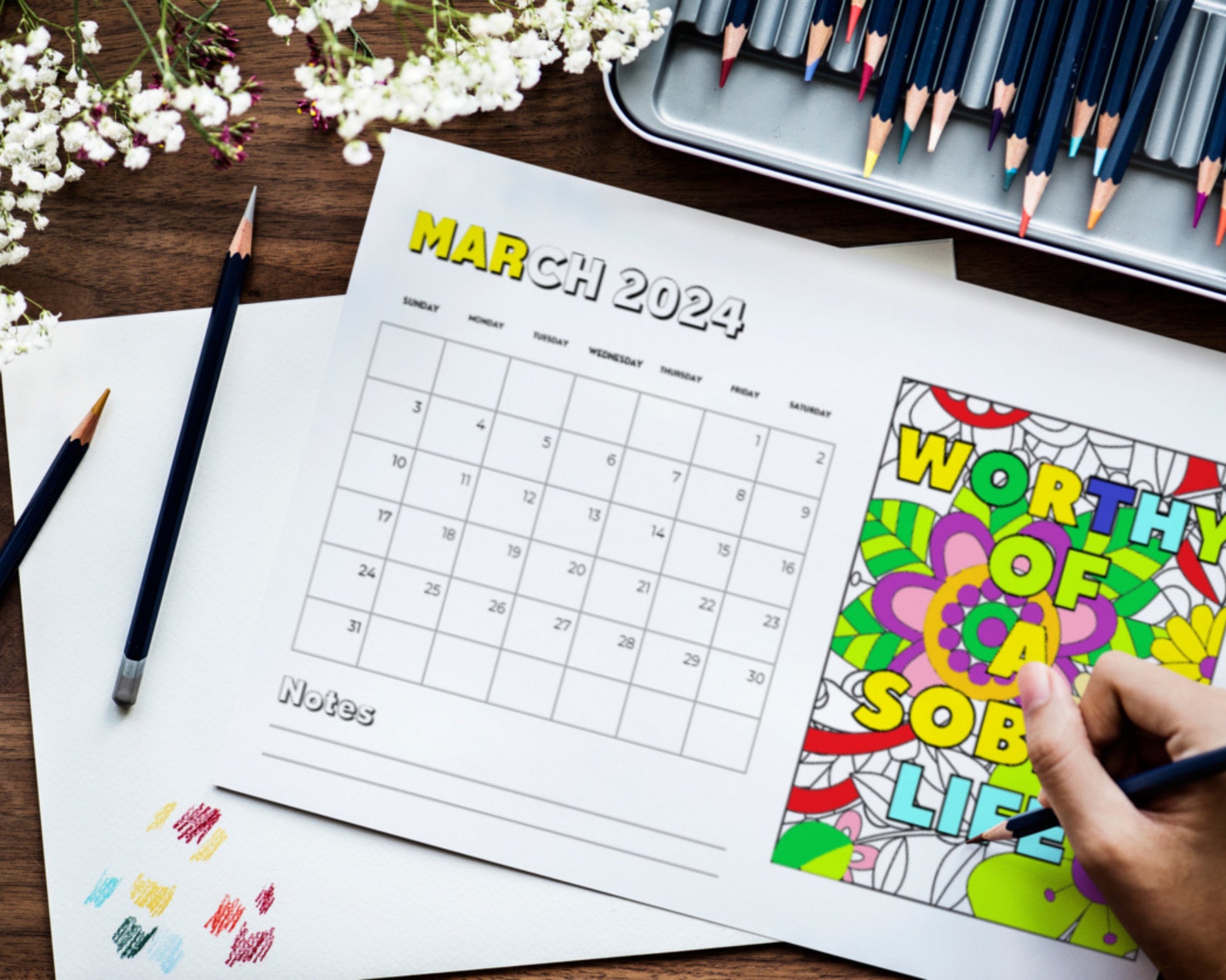 Sobriety Calendar 2024, Monthly Adult Coloring Pages, Sober Quotes ...