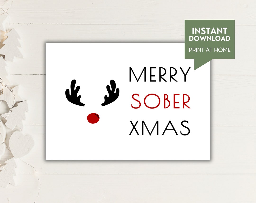 Sobriety Christmas Card: Minimalist Addiction Recovery Xmas, Sober ...