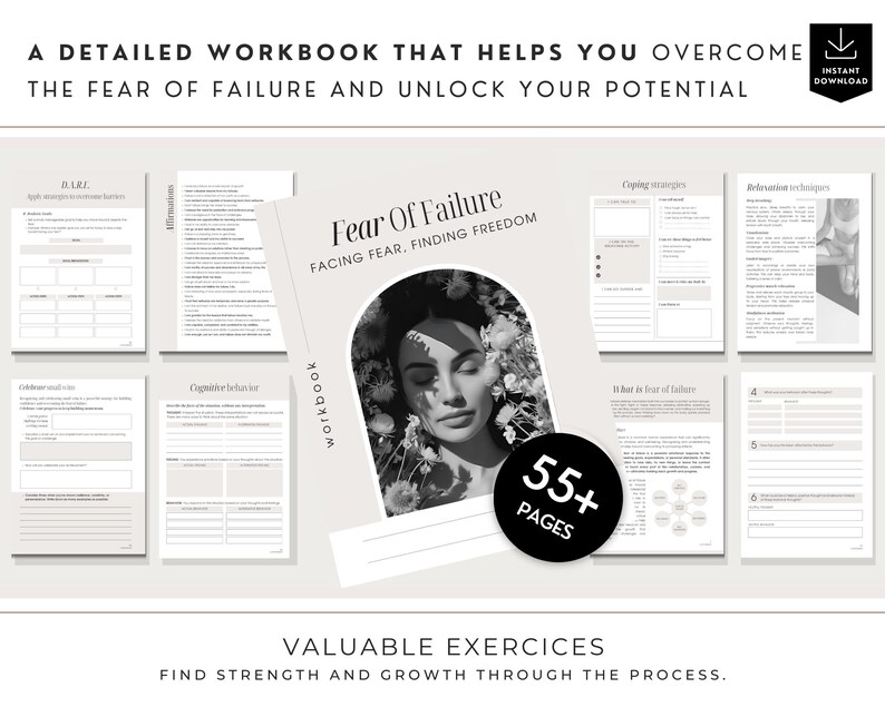 Fear of Failure & Goal Setting Therapy Worksheets, Counselor Resource ...