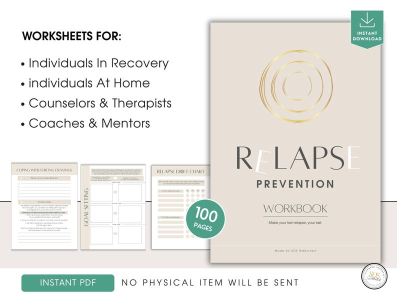Relapse Prevention Worksheets - Printable Recovery Workbook - Coping ...