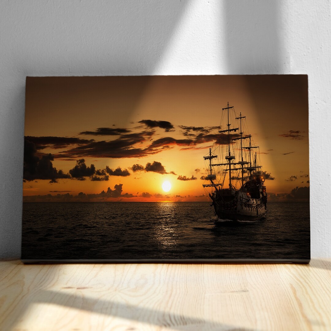 Ship Canvas Painting, Pirate Ship Painting, Sailing Painting, Boating ...