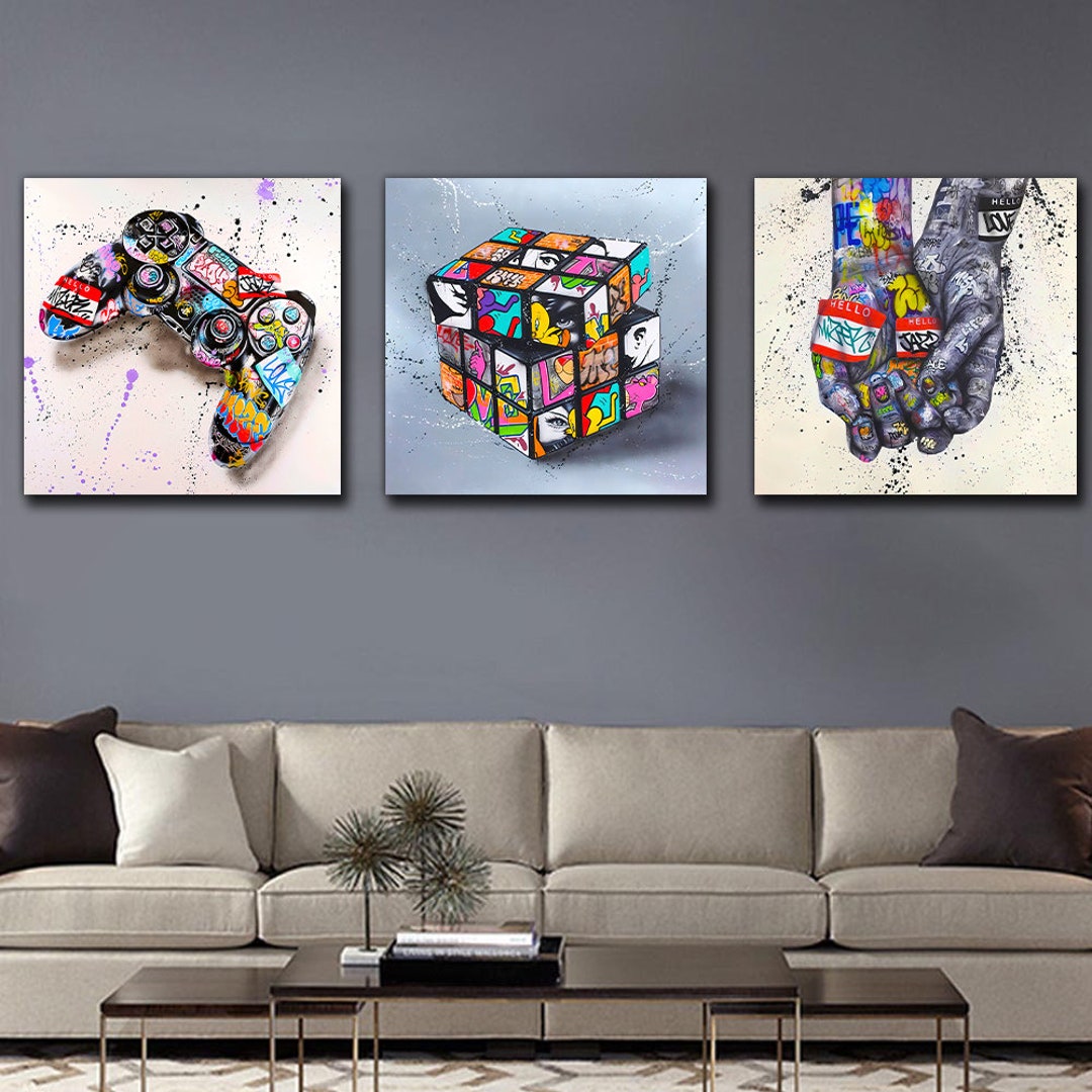 Graffiti Game Console, Brain Teaser Canvas, Graffiti Hands Canvas ...
