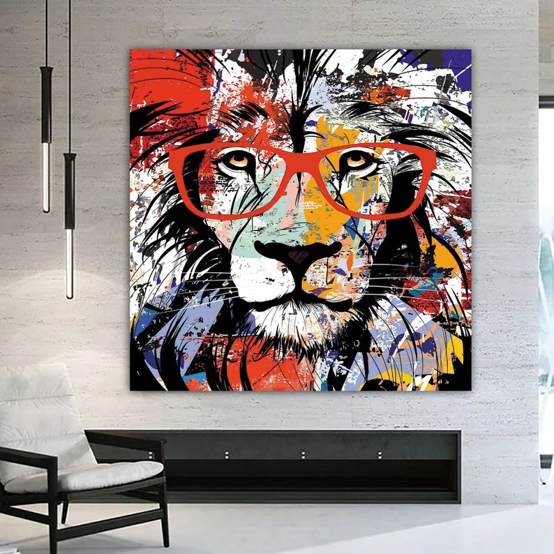 Lion Abstract Canvas Canvas Wall Art Lion Abstract Pop Art - Etsy