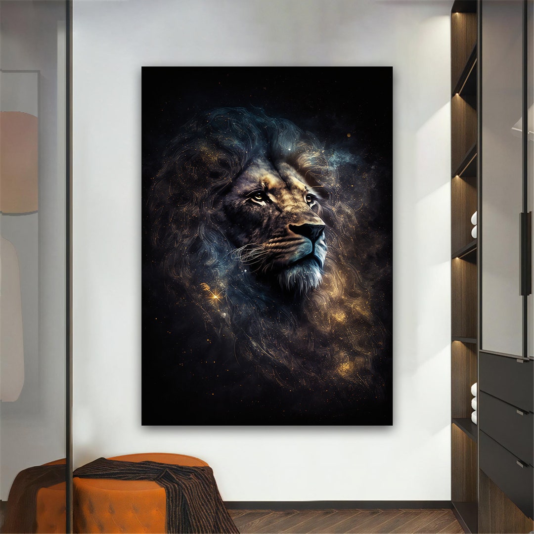 Lion King Canvas Painting, Lion Portrait Art, King of the Jungle Canvas ...