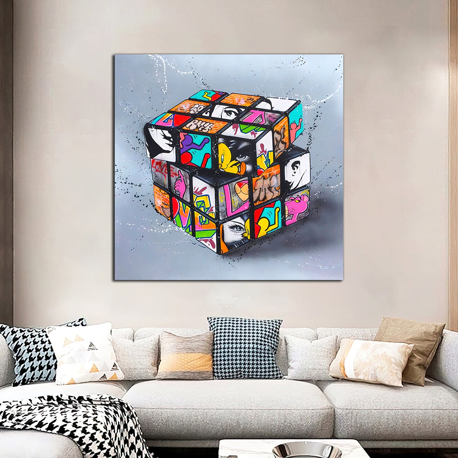 Graffiti Game Cube Canvas Banksy Wall Art Graffiti Canvas - Etsy