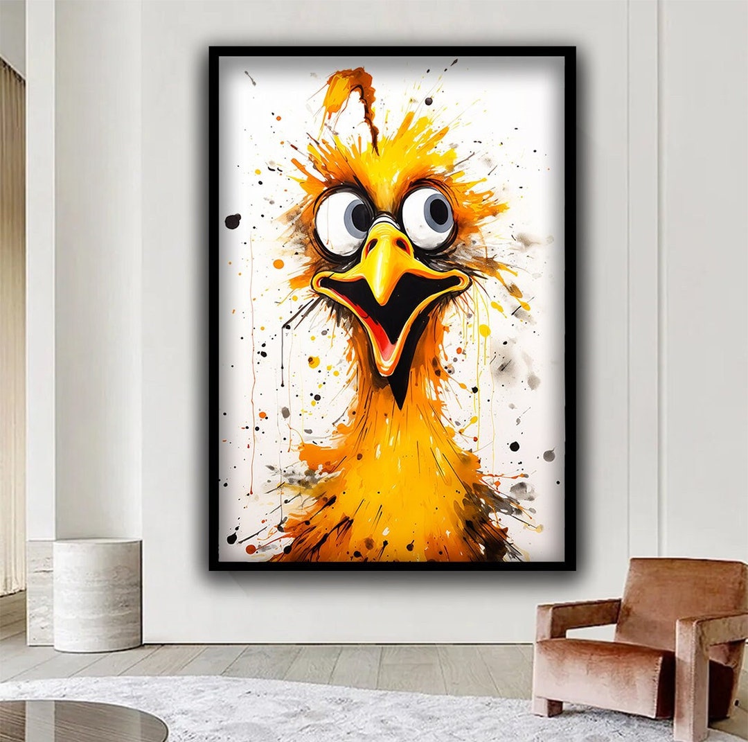 Crazy Chicken Wall Art, Cheerful Chicken Wall Decor, Funny Chicken ...