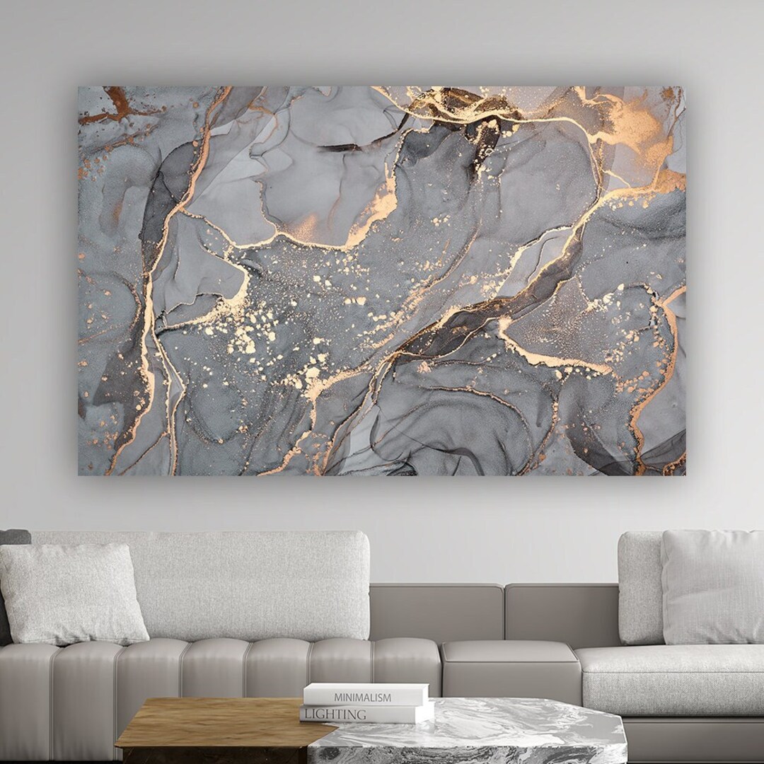 Marble Canvas Decor, Modern Artwork, Marble Wall Art Canvas, Grey and ...