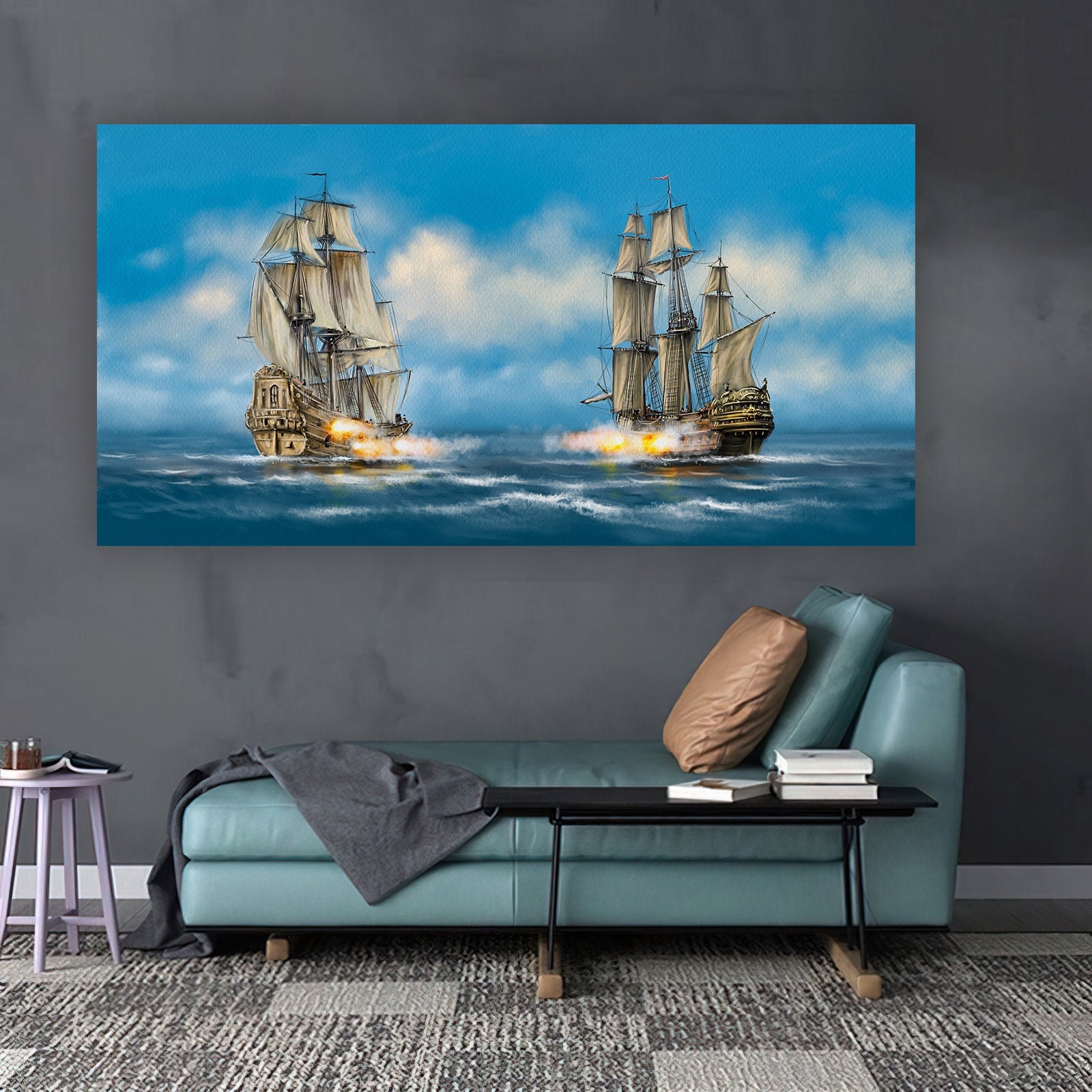 Ship Canvas Painting, Pirate Ship Painting, Sailing Painting, Boating ...