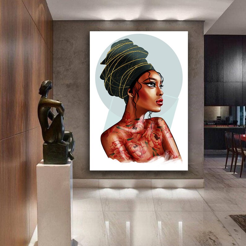 African Woman Canvas Painting Black Woman Canvas Print - Etsy
