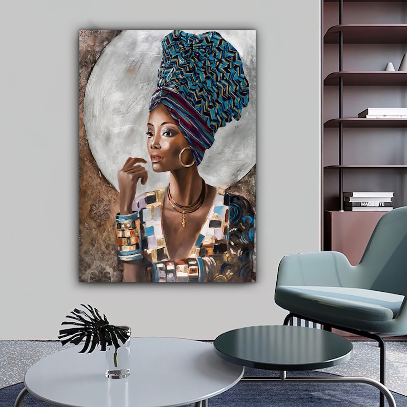African Woman Canvas Painting Black Woman Canvas Print - Etsy