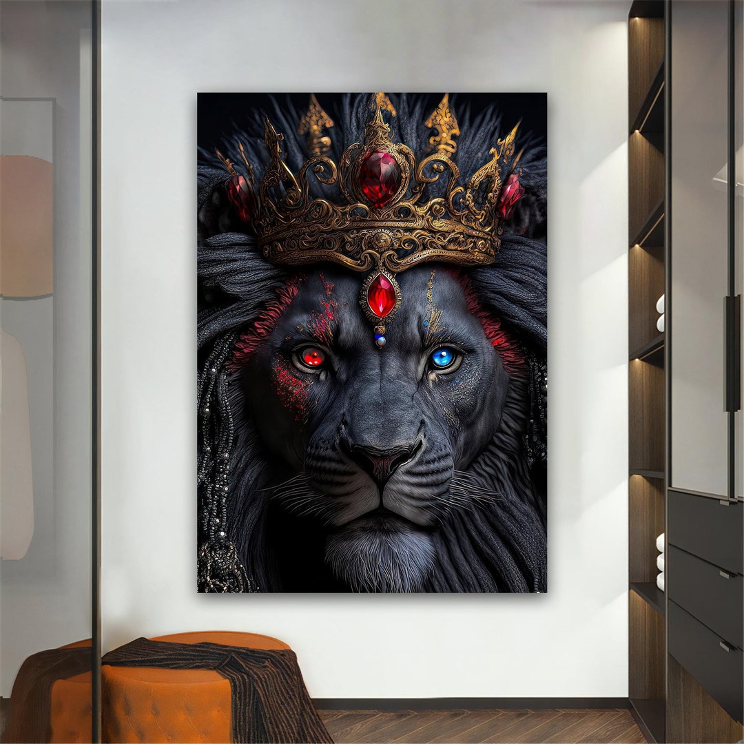 Lion King Canvas Painting, Lion Portrait Art, King of the Jungle Canvas ...