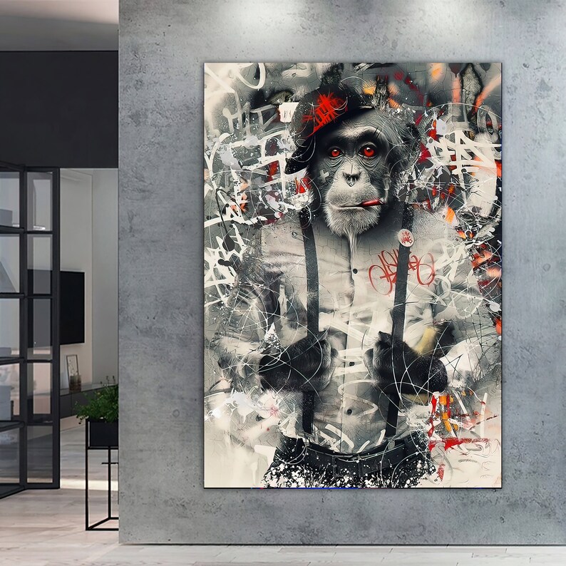 Monkey Man Canvas Colorful Monkey Art Animal Wall Decor - Etsy